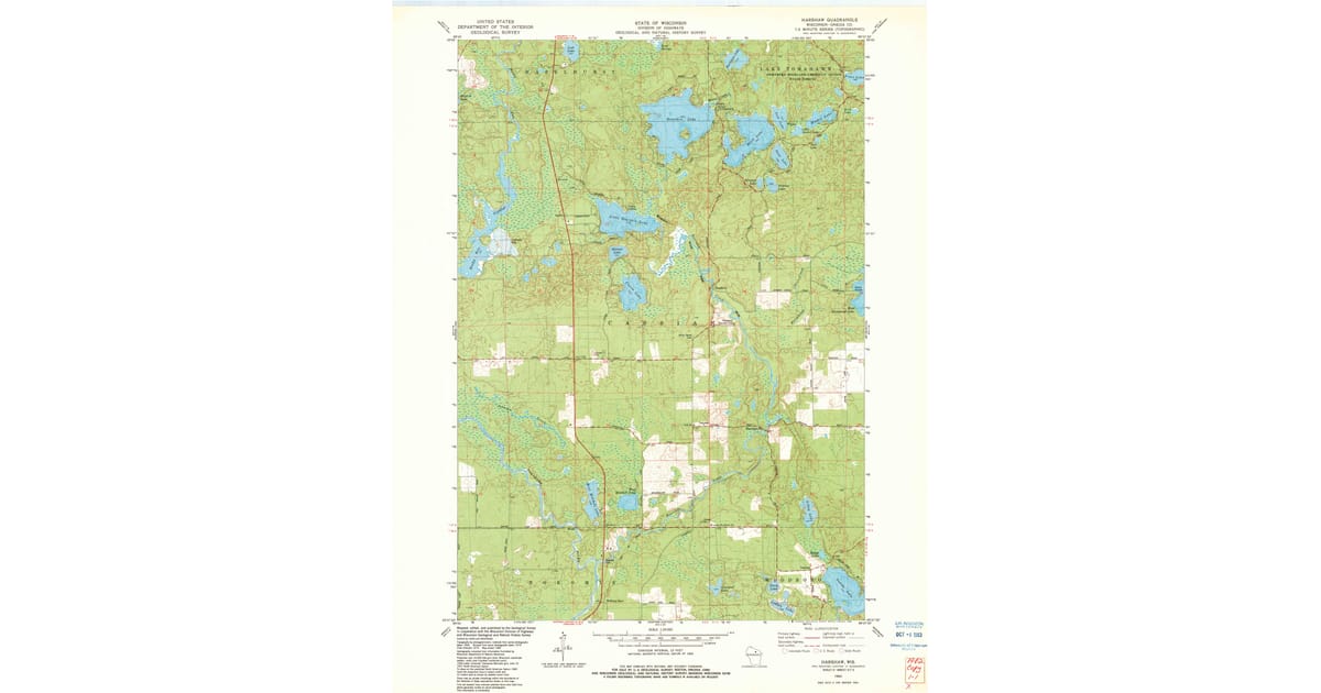 1982 Map of Harshaw, Oneida County, WI — High-Res | Pastmaps