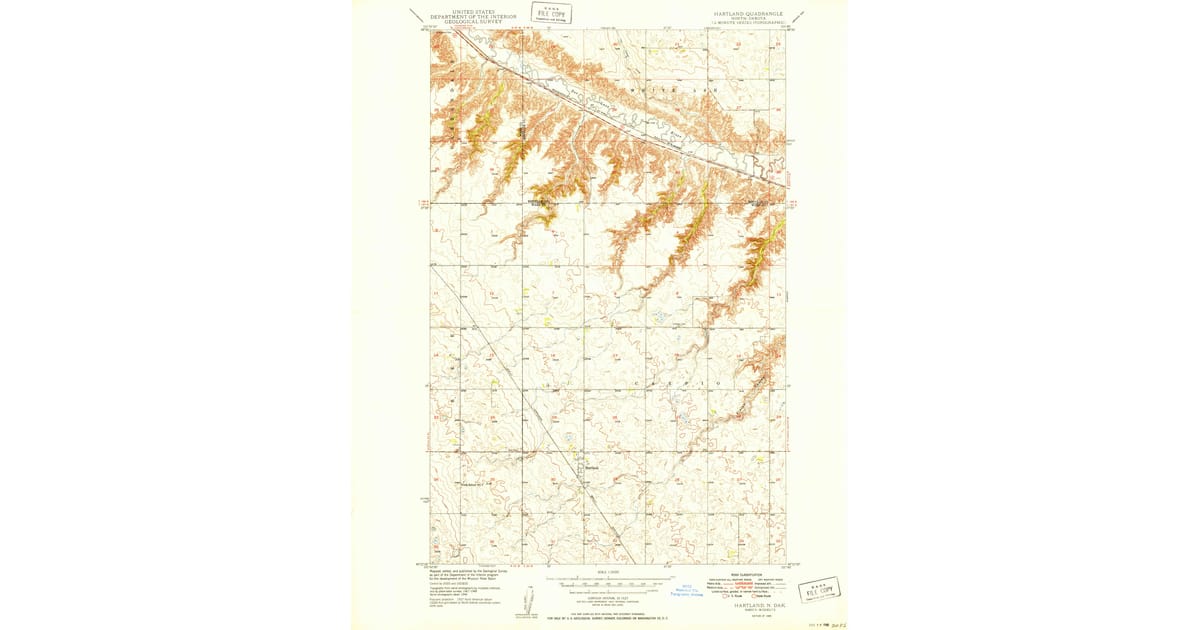 1949 Map of Hartland, Ward County, ND — High-Res, 1949 Print #2 | Pastmaps