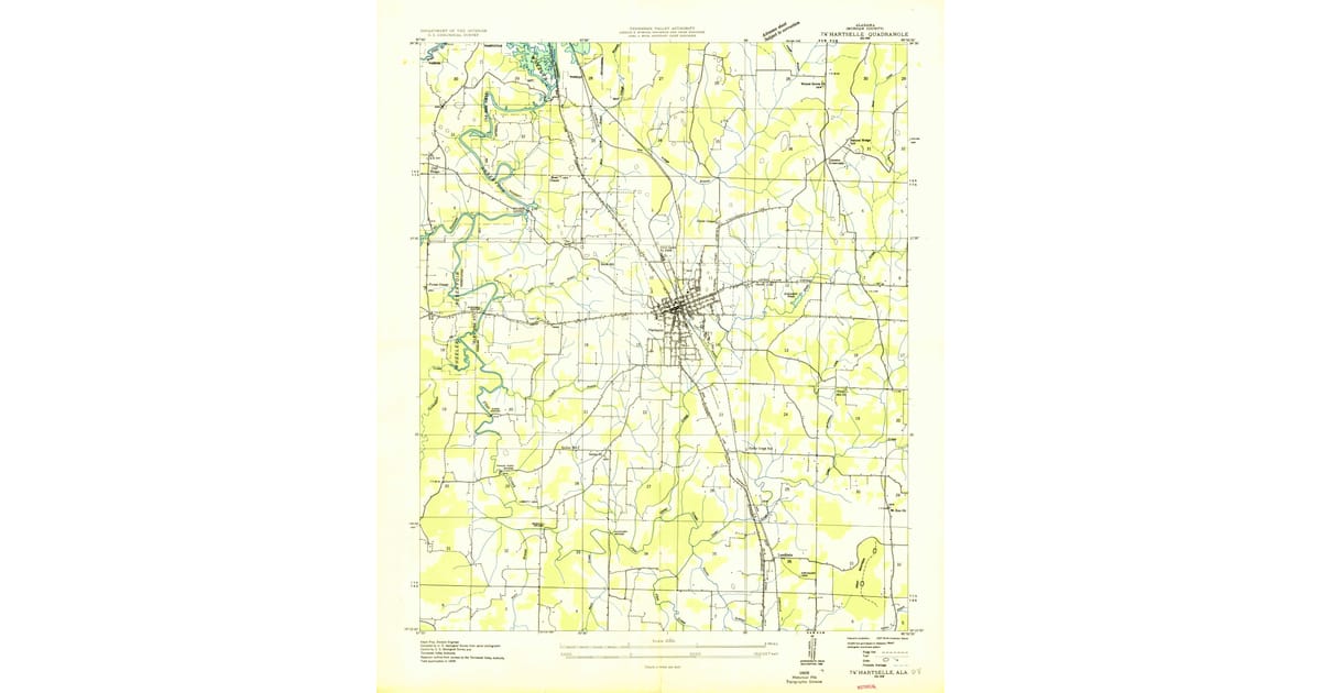1936 Map of Hartselle, AL — High-Res | Pastmaps