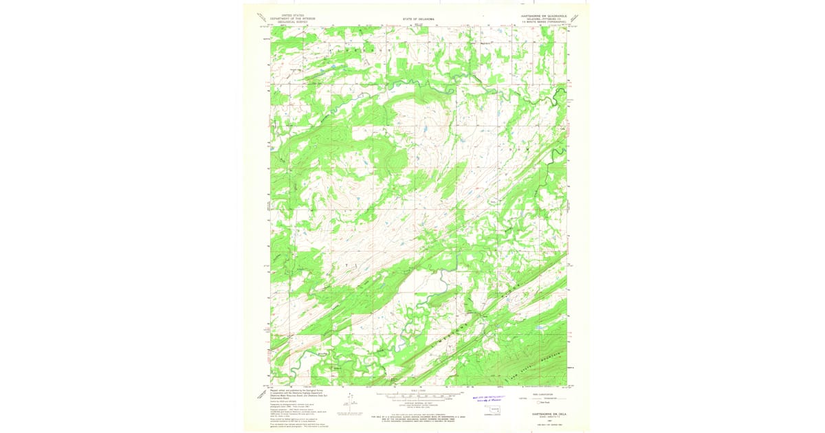 1967 Map of Hartshorne SW, Pittsburg County, OK — High-Res | Pastmaps