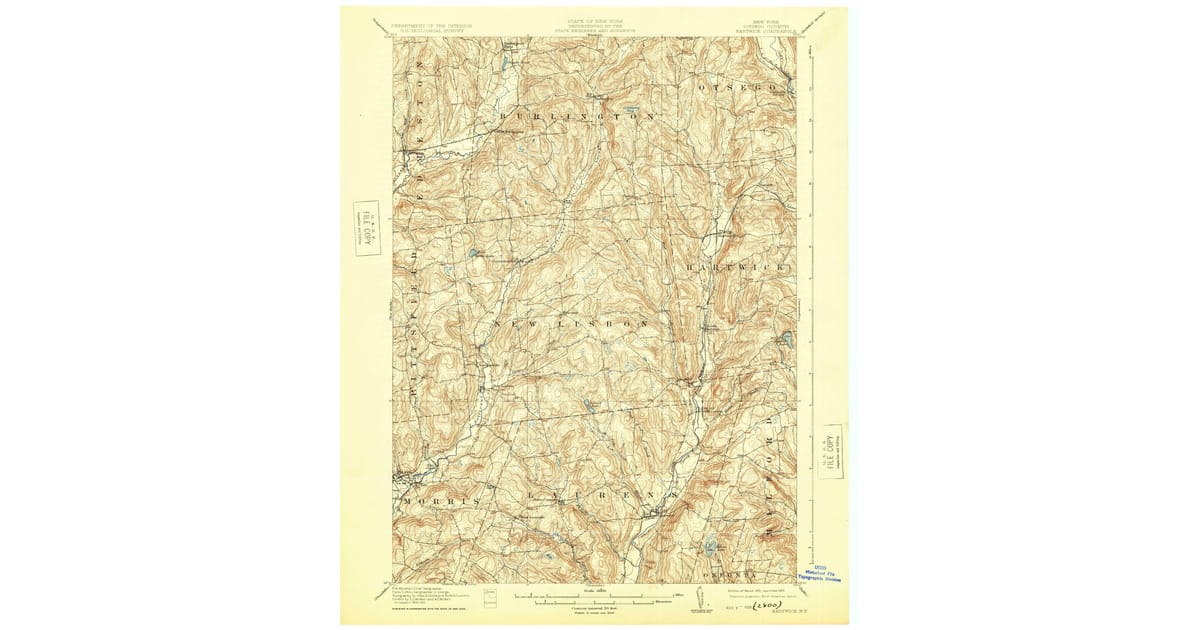 1912 Map of Hartwick, Otsego County, NY — High-Res, 1925 Print | Pastmaps