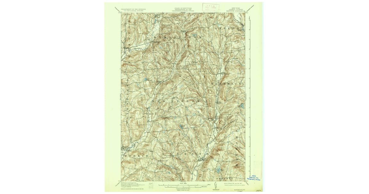 1912 Map of Hartwick, Otsego County, NY — High-Res, 1937 Print | Pastmaps