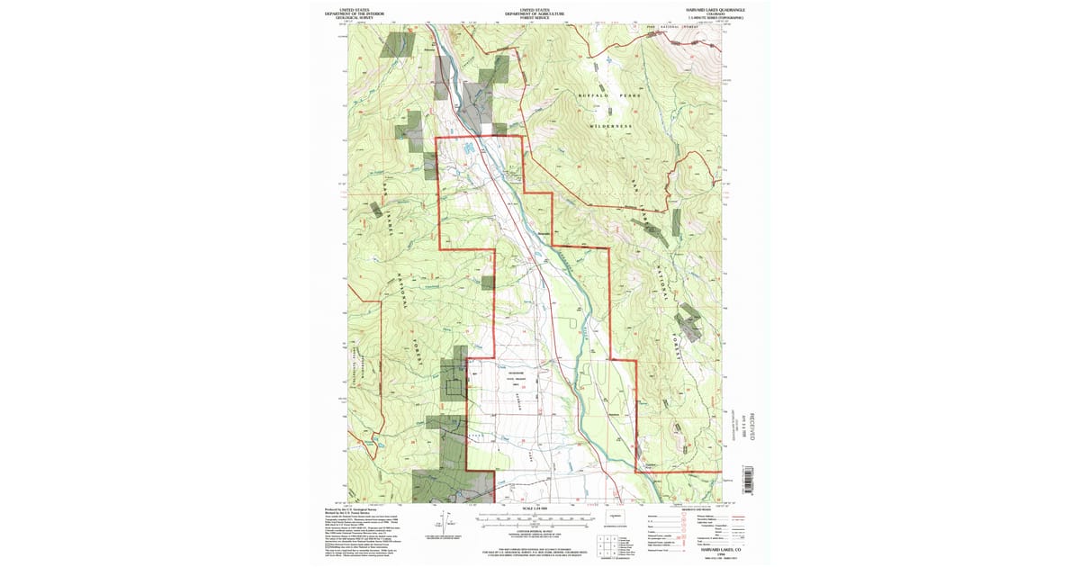 1994 Map of Harvard Lakes, Chaffee County, CO — High-Res | Pastmaps