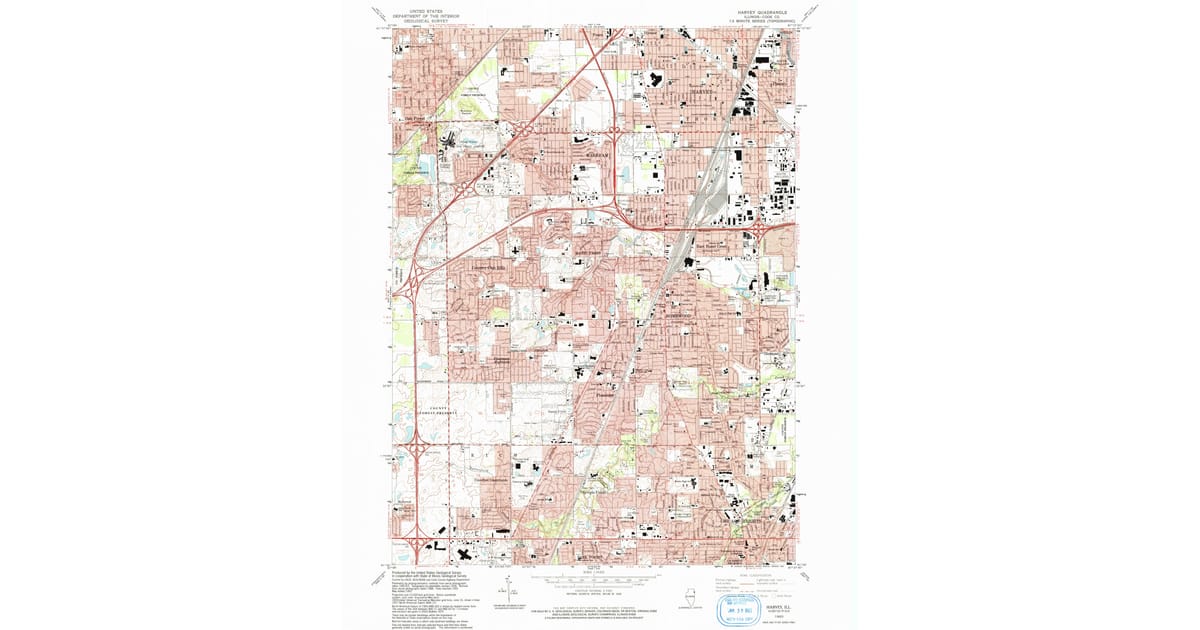 1993 Map of Harvey, IL — High-Res | Pastmaps