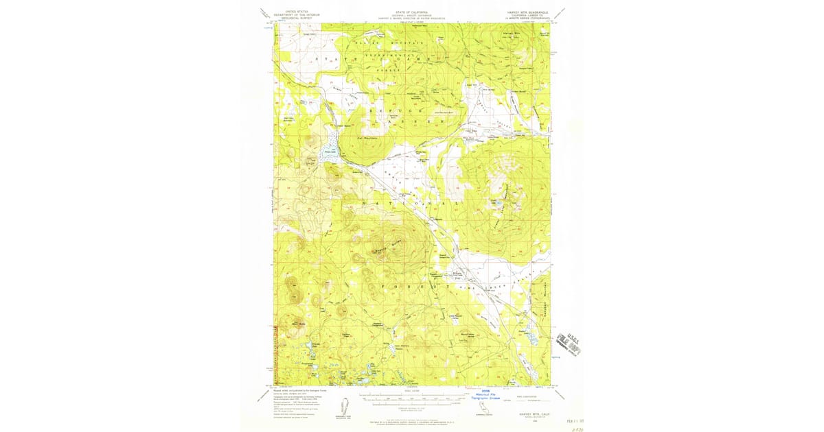 1956 Map of Harvey Mtn, Lassen County, CA — High-Res | Pastmaps