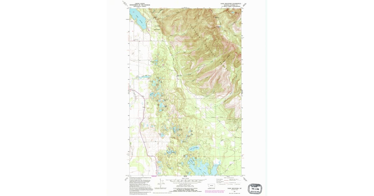 1991 Map of Hash Mountain, Flathead County, MT — High-Res | Pastmaps