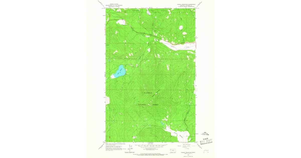 1964 Map of Haskill Mountain, Flathead County, MT — High-Res | Pastmaps