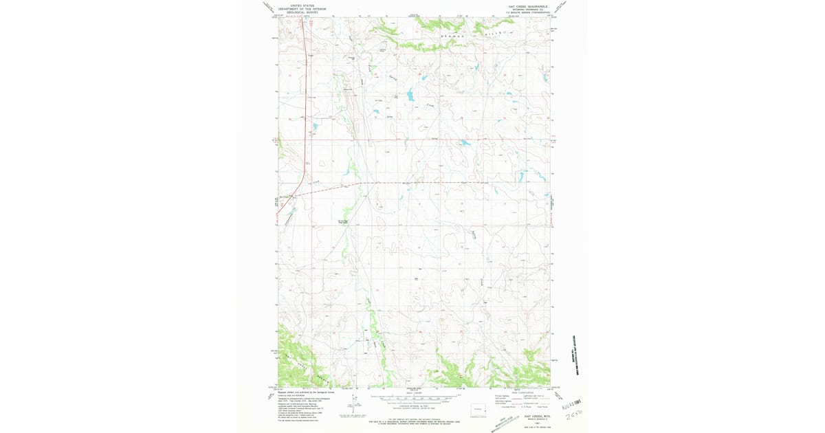 1981 Map of Hat Creek, Niobrara County, WY — High-Res | Pastmaps