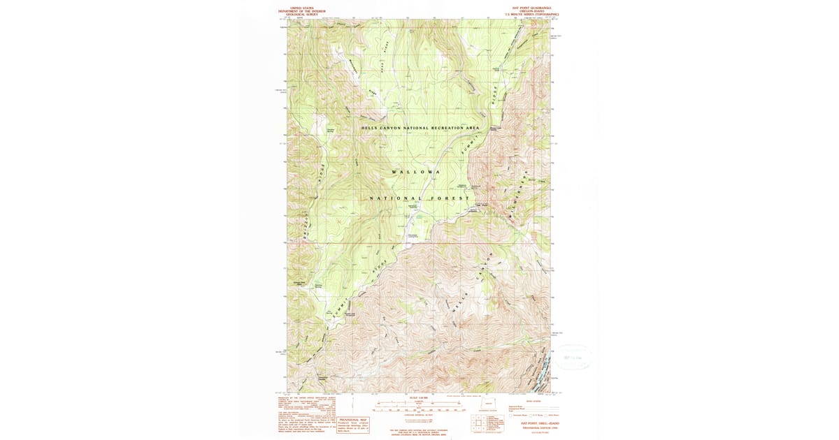 1990 Map of Hat Point, Wallowa County, OR — High-Res | Pastmaps