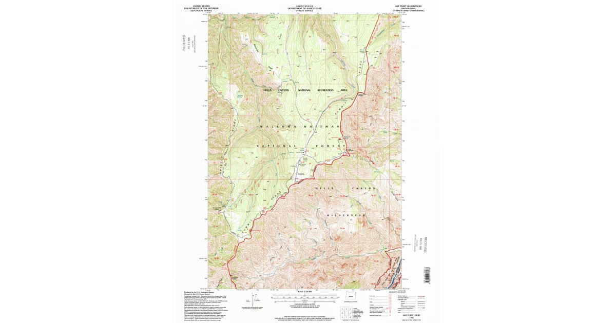 1995 Map of Hat Point, Wallowa County, OR — High-Res | Pastmaps