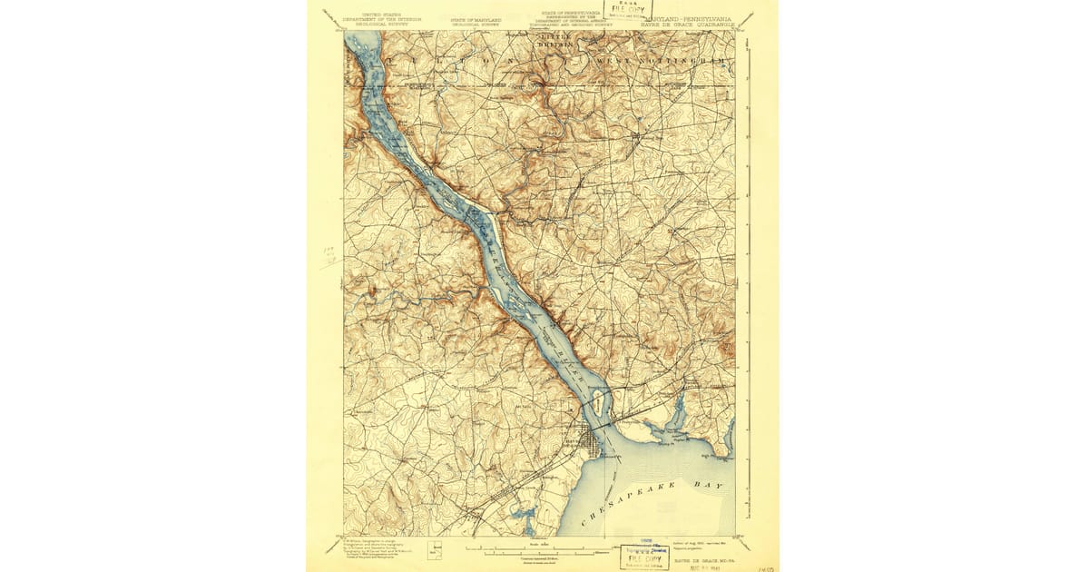 1900 Map of Havre De Grace, Cecil County, MD — High-Res, 1941 Print ...