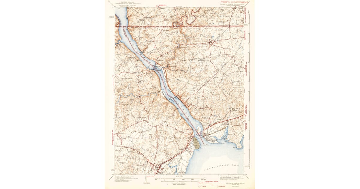 1942 Map of Havre De Grace, Cecil County, MD — High-Res, 1942 Print #2 ...