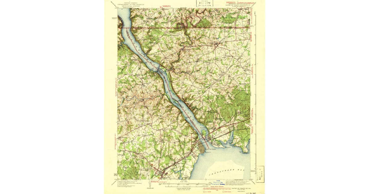 1942 Map of Havre De Grace, Cecil County, MD — High-Res | Pastmaps