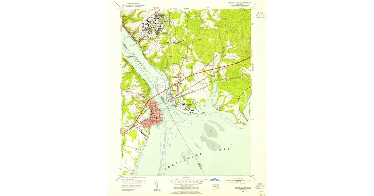 1953 Map of Havre De Grace, Cecil County, MD — High-Res | Pastmaps
