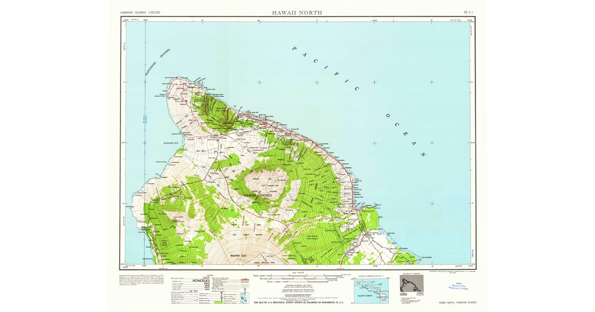 1959 Map of Hawaii North, Hawaii County, HI — High-Res | Pastmaps