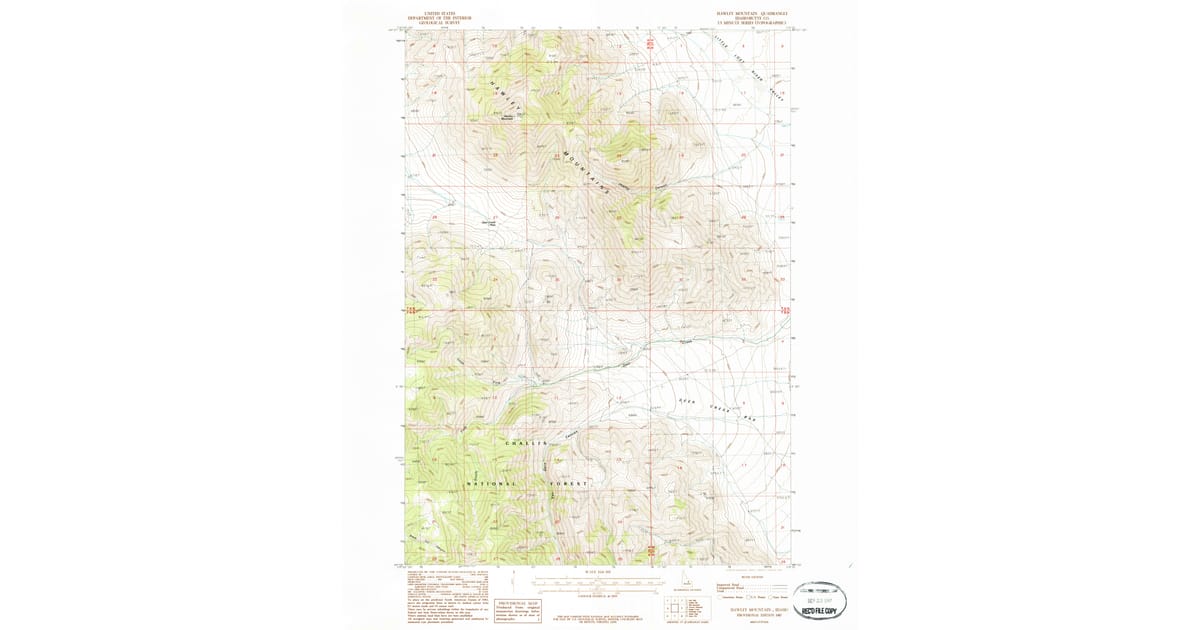 1987 Map of Hawley Mountain, Butte County, ID — High-Res | Pastmaps