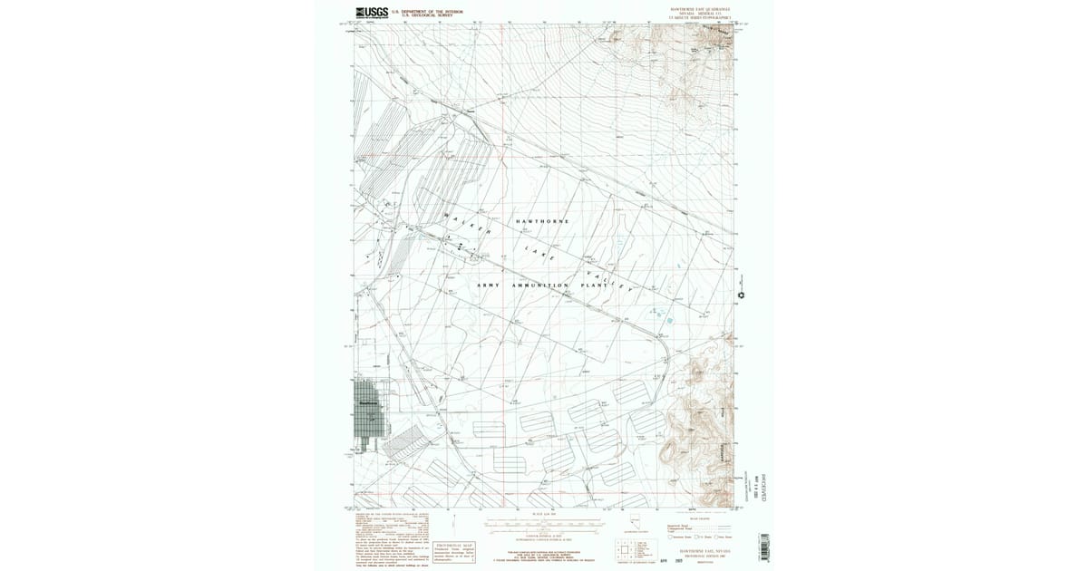 1987 Map of Hawthorne East, Mineral County, NV — High-Res | Pastmaps