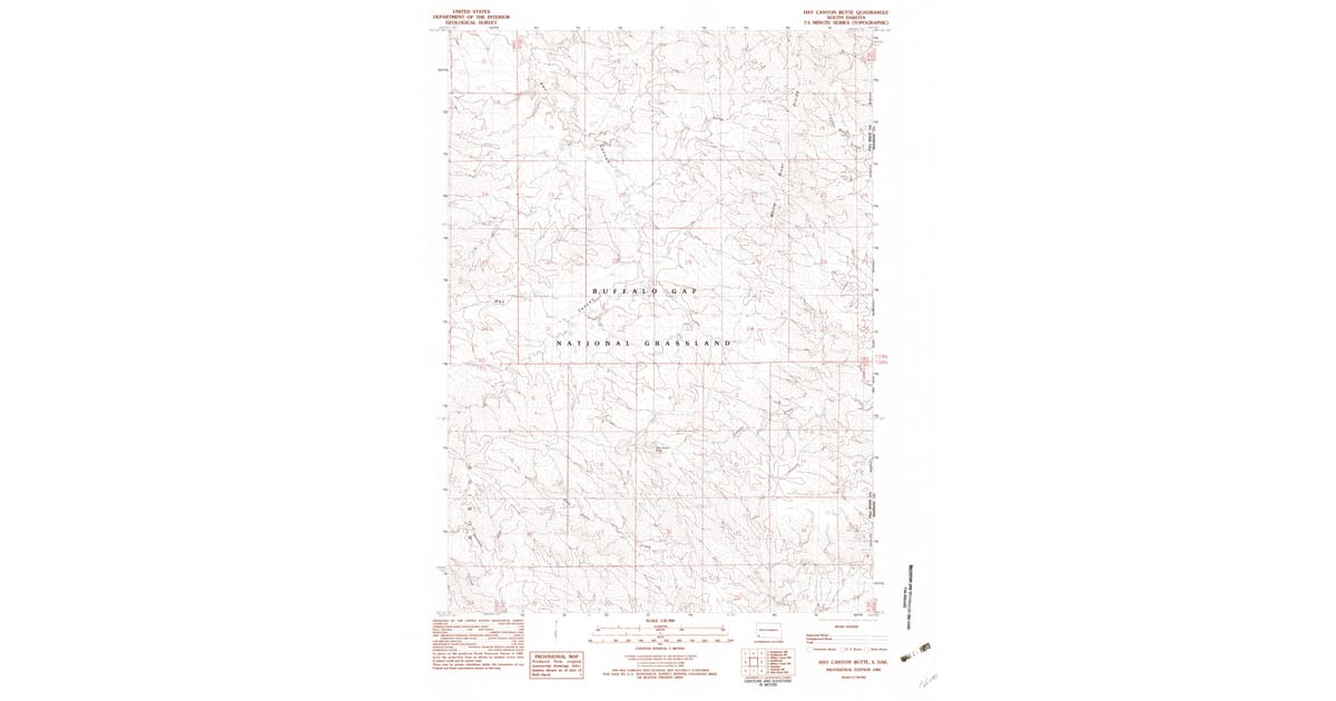 1982 Map of Hay Canyon Butte, Fall River County, SD — High-Res | Pastmaps