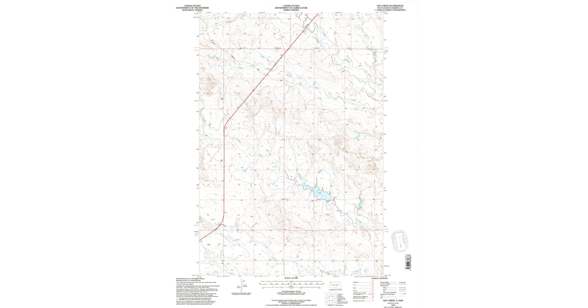 1993 Map of Hay Creek, Harding County, SD — High-Res | Pastmaps