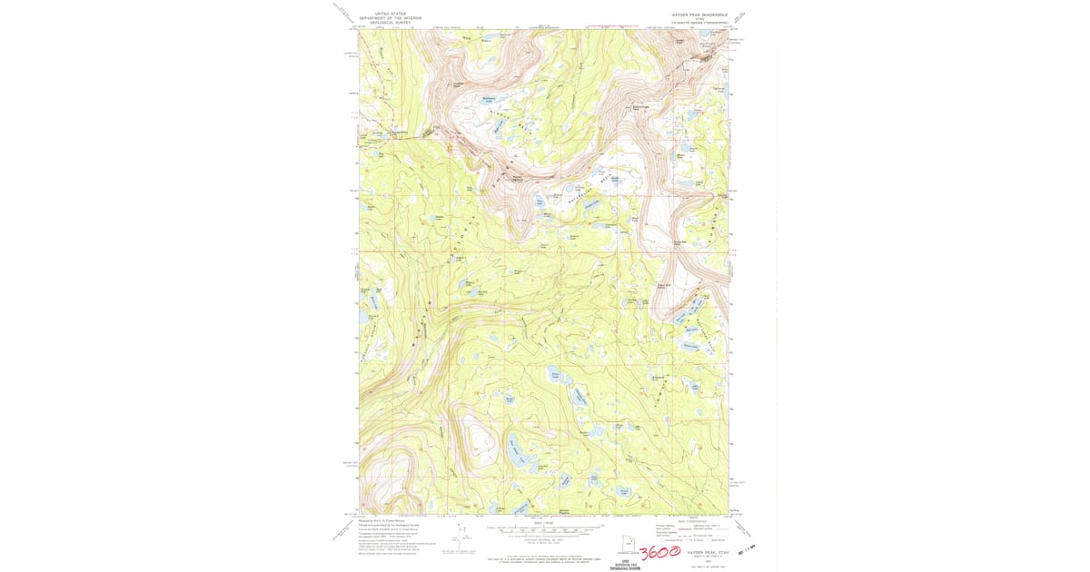 1972 Map of Hayden Peak, Duchesne County, UT — High-Res | Pastmaps