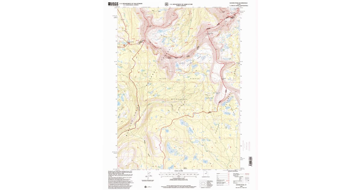 1996 Map of Hayden Peak, Duchesne County, UT — High-Res | Pastmaps