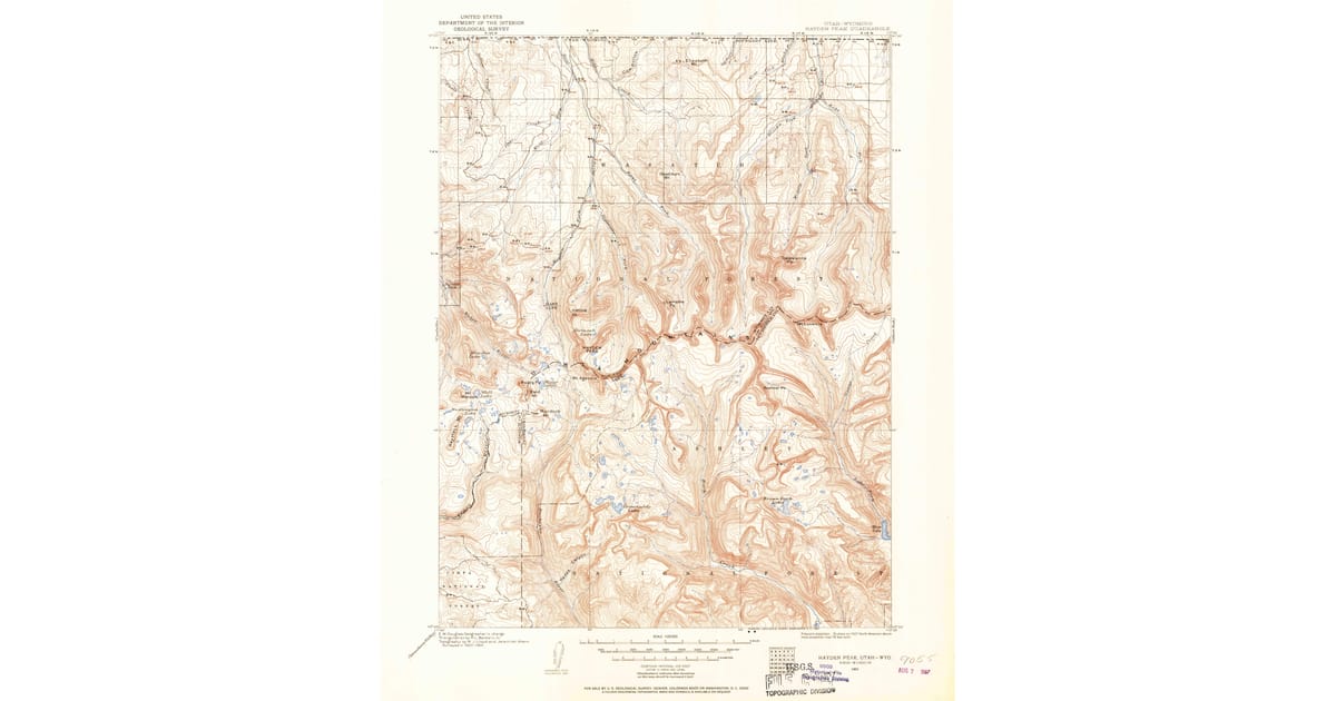 1901 Map of Hayden Peak, Summit County, UT — High-Res, 1967 Print ...