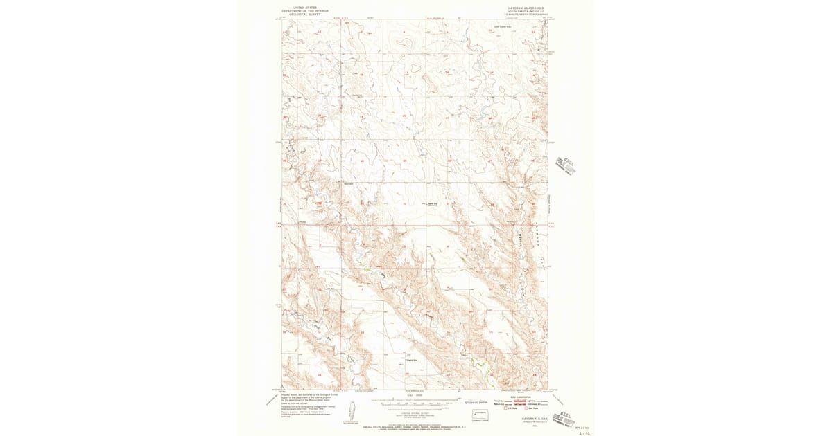 1954 Map of Haydraw, Meade County, SD — High-Res | Pastmaps