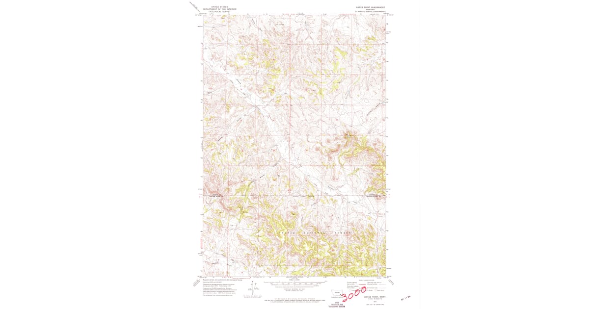 1971 Map of Hayes Point, Custer County, MT — High-Res | Pastmaps