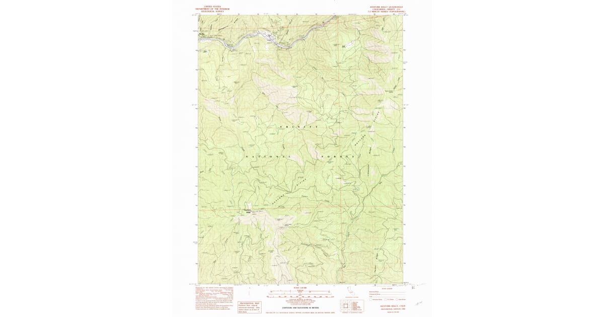 1982 Map of Hayfork Bally, Trinity County, CA — High-Res | Pastmaps