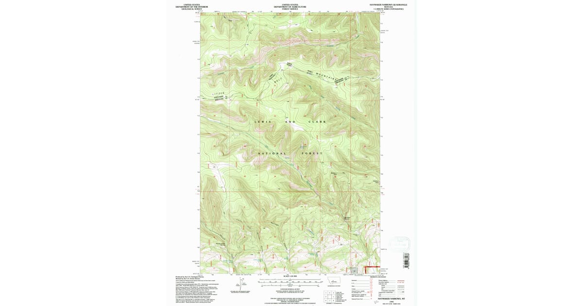 1995 Map of Haymaker Narrows, Wheatland County, MT — High-Res | Pastmaps