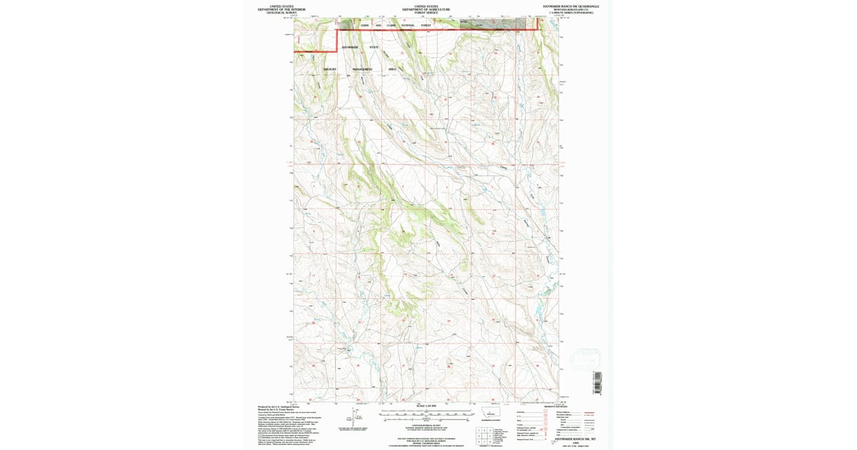 1995 Map of Haymaker Ranch SW, Wheatland County, MT — High-Res | Pastmaps