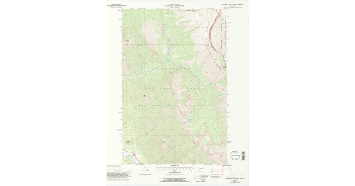 1994 Map of Haystack Mountain, Powell County, MT — High-Res | Pastmaps