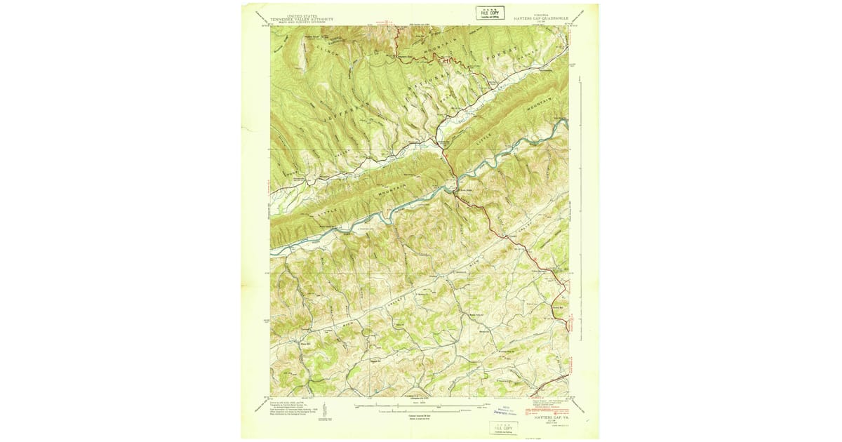 1939 Map of Hayters Gap, Washington County, VA — High-Res | Pastmaps