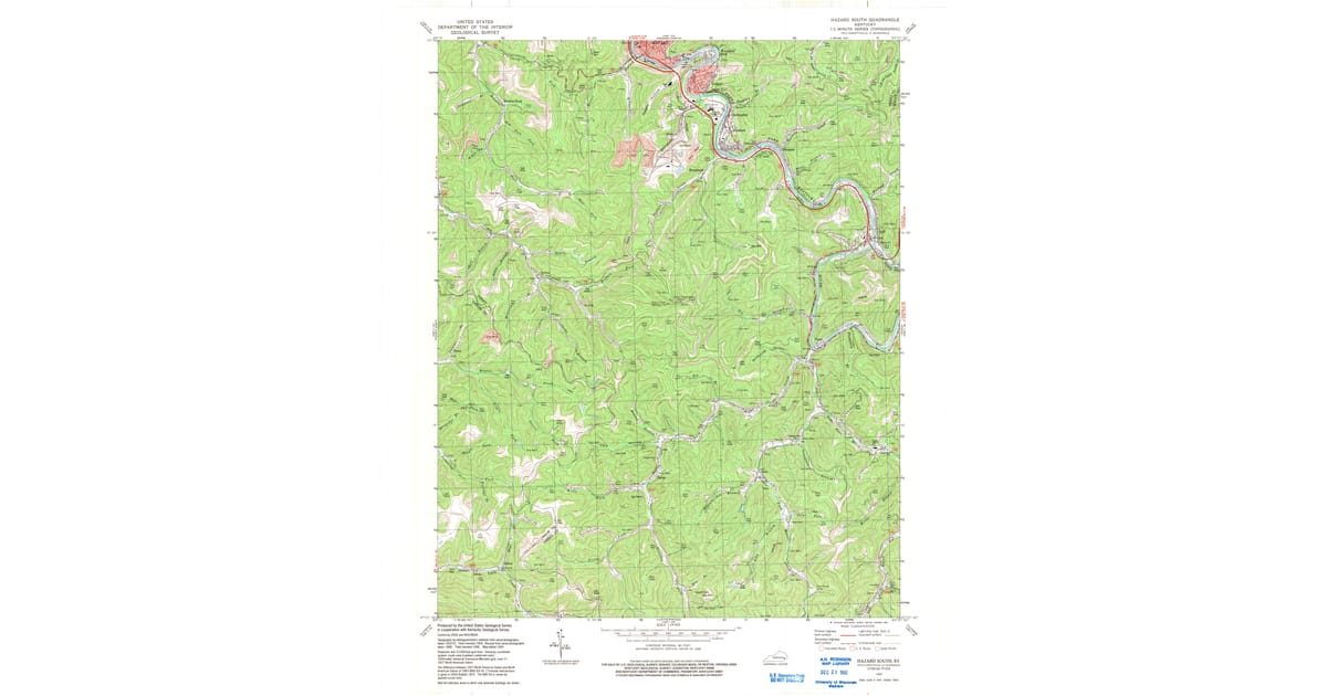 1992 Map of Hazard South, Perry County, KY — High-Res | Pastmaps
