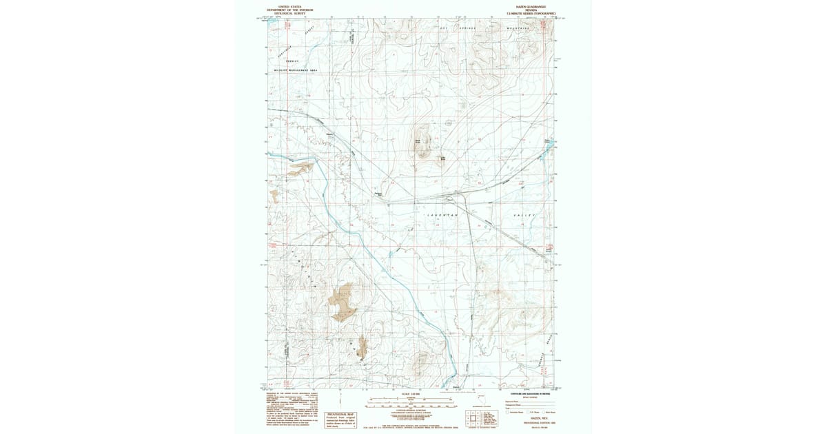 1985 Map of Hazen, Churchill County, NV — High-Res | Pastmaps