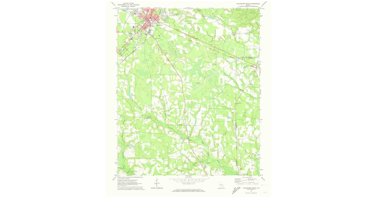 1971 Map of Hazlehurst South, Jeff Davis County, GA — High-Res | Pastmaps