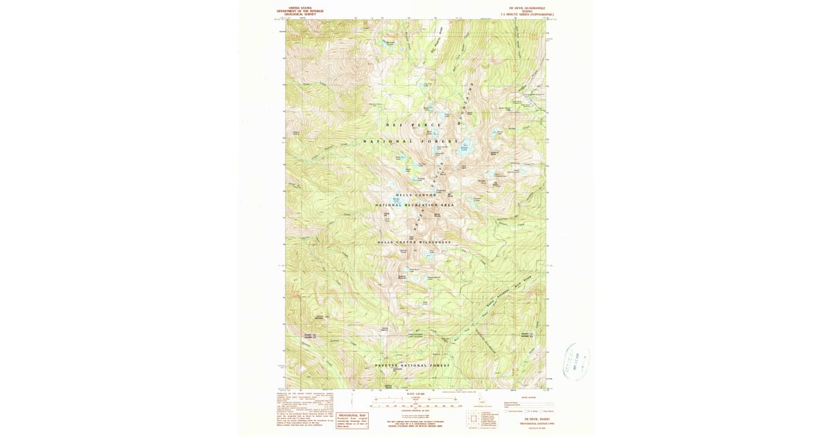1990 Map of He Devil, Idaho County, ID — High-Res | Pastmaps