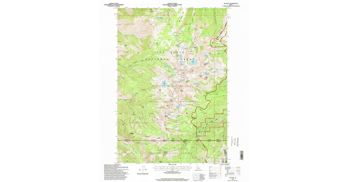 1995 Map of He Devil, Idaho County, ID — High-Res | Pastmaps