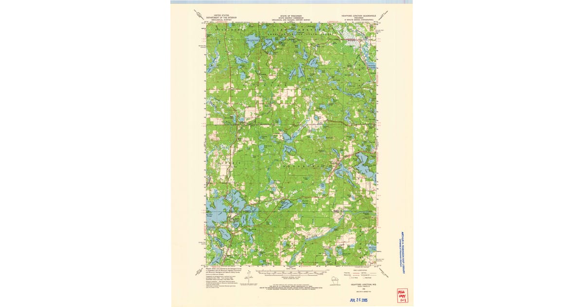 1966 Map of Heafford Junction, Oneida County, WI — High-Res | Pastmaps