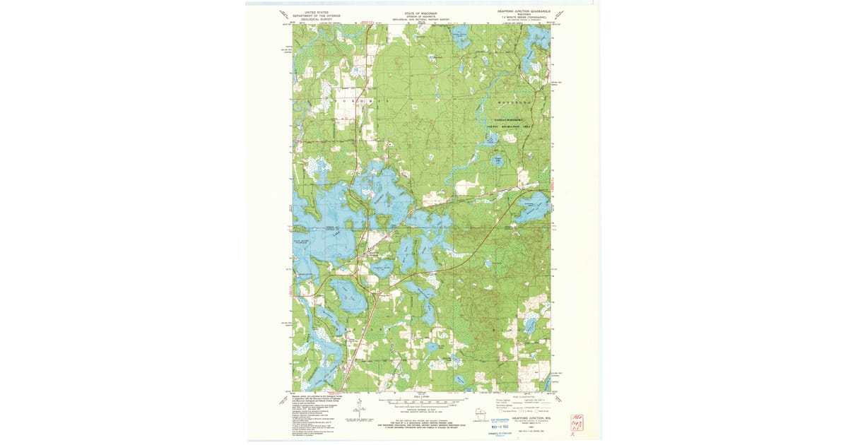 1982 Map of Heafford Junction, Oneida County, WI — High-Res | Pastmaps