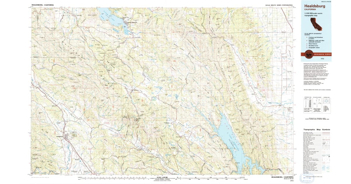 1972 Map of Healdsburg, CA — High-Res, 1993 Print | Pastmaps