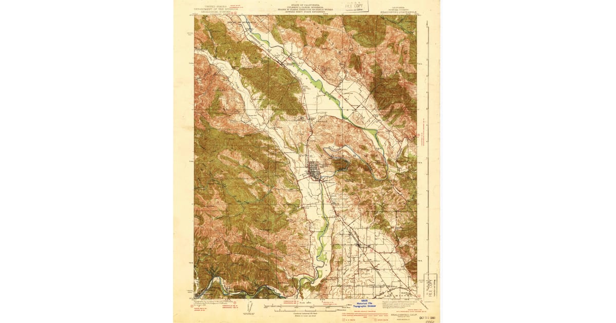 1940 Map of Healdsburg, CA — High-Res, 1940 Print #2 | Pastmaps