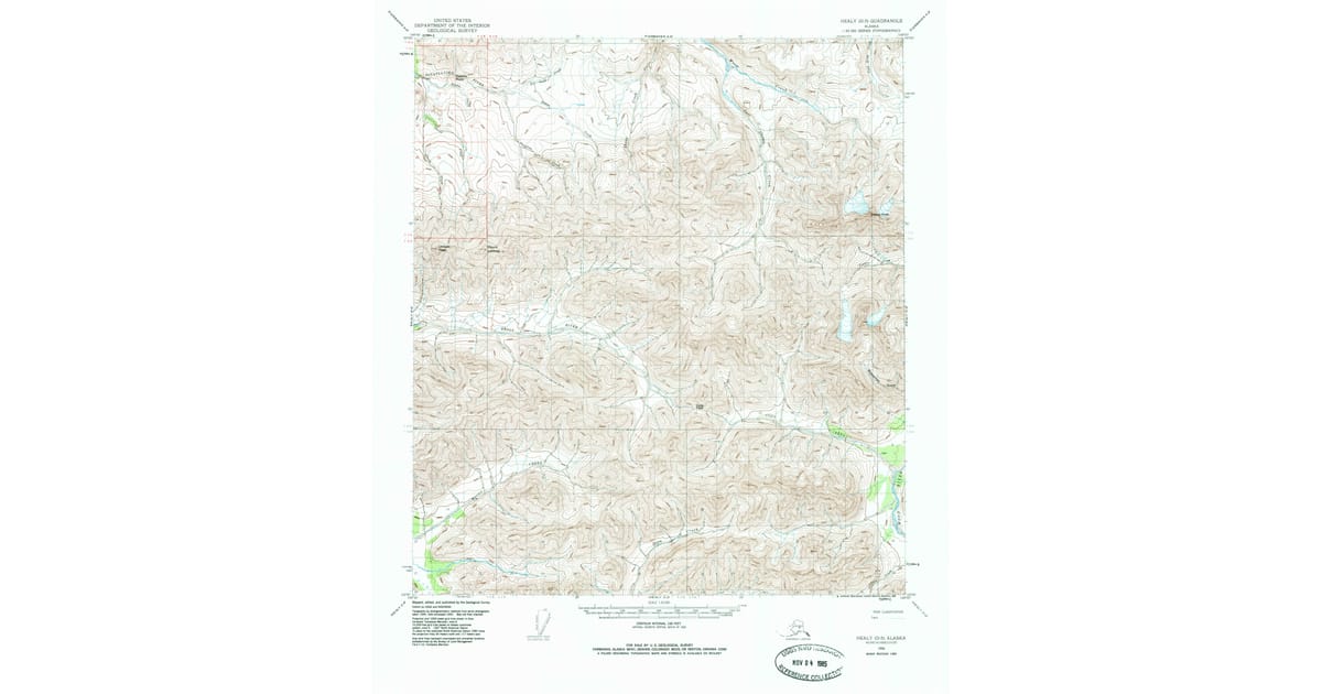 1950 Map of Healy D-3, Denali Borough, AK — High-Res, 1985 Print | Pastmaps