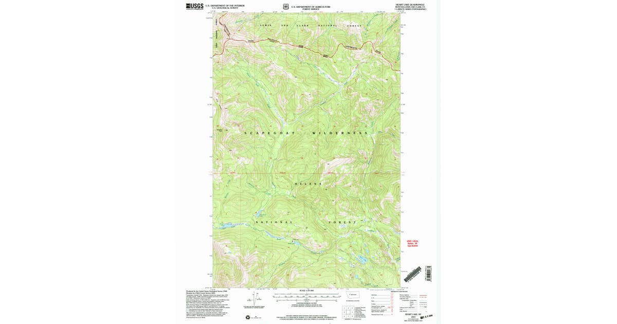 2001 Map of Heart Lake, Lewis and Clark County, MT — High-Res | Pastmaps