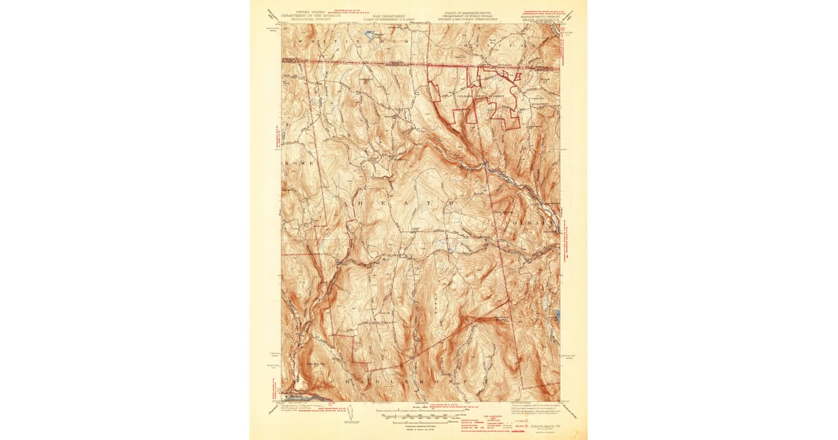 1945 Map of Heath, Franklin County, MA — High-Res | Pastmaps
