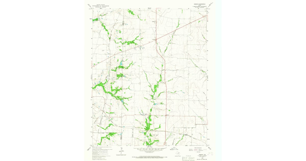 1960 Map of Hebron, TX — High-Res, 1967 Print | Pastmaps