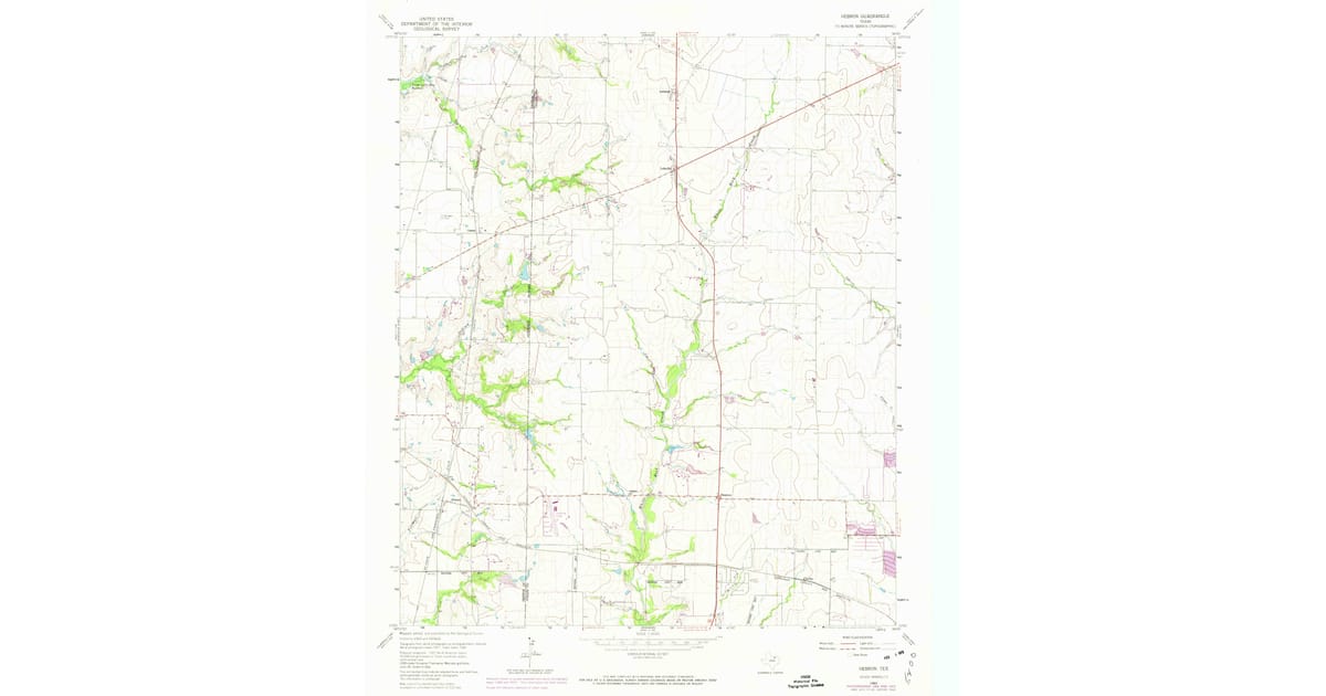 1960 Map of Hebron, TX — High-Res, 1974 Print | Pastmaps