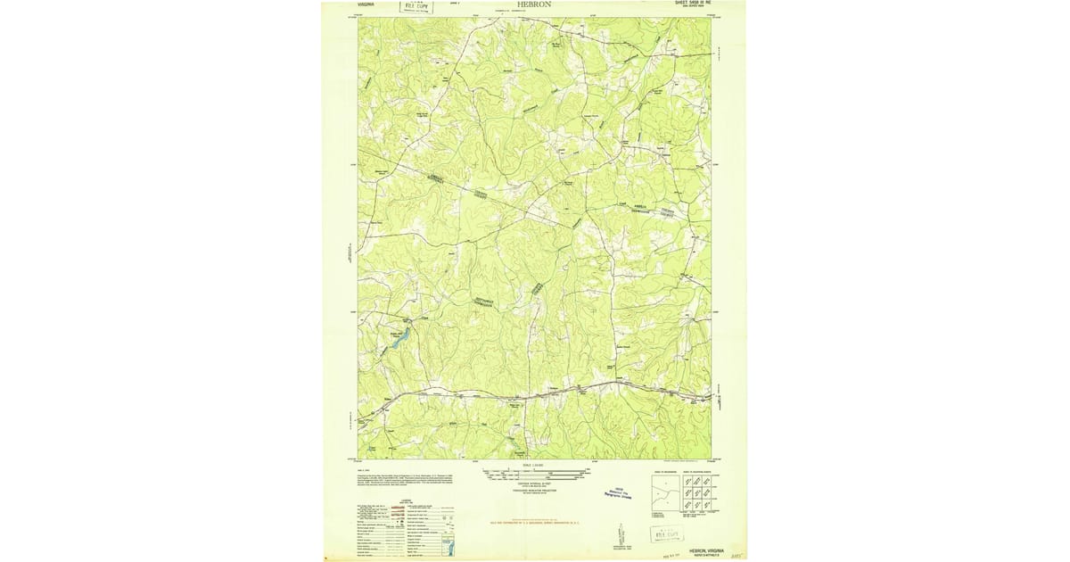 1950 Map of Hebron, Dinwiddie County, VA — High-Res, 1950 Print #2 ...