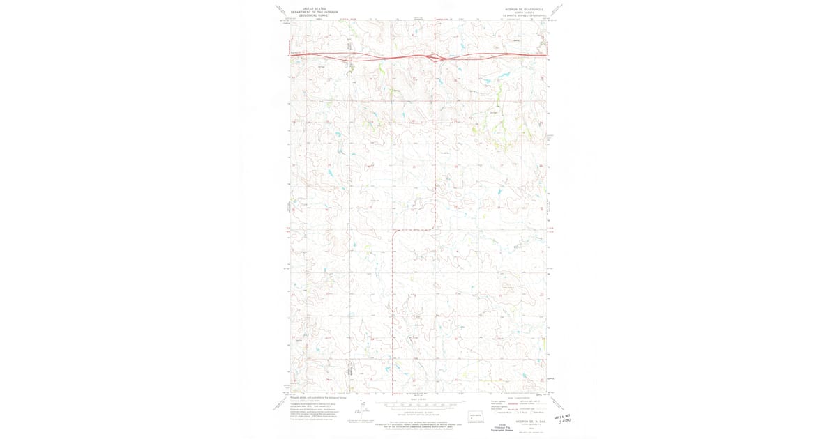 1973 Map of Hebron SE, Morton County, ND — High-Res | Pastmaps