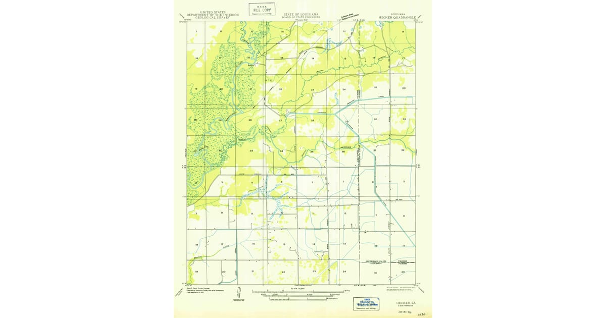 1950 Map of Hecker, Calcasieu Parish, LA — High-Res | Pastmaps